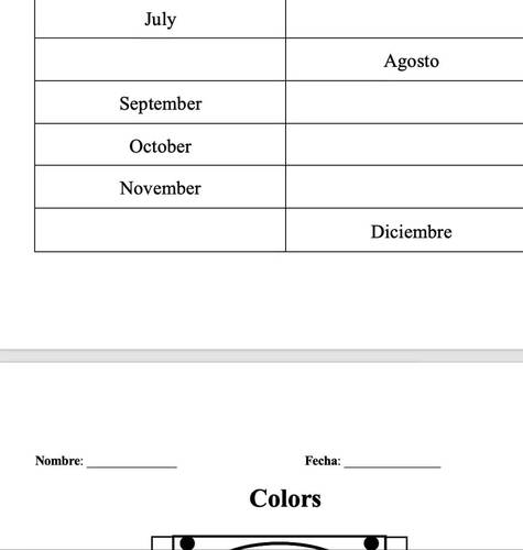 Spanish 1 Worksheets Beginner Vocabulary Words Phrases Numbers Colors