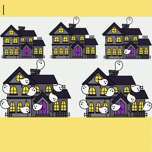 Ghosts in a Haunted House for Halloween (Counting Ghosts) - Clipart