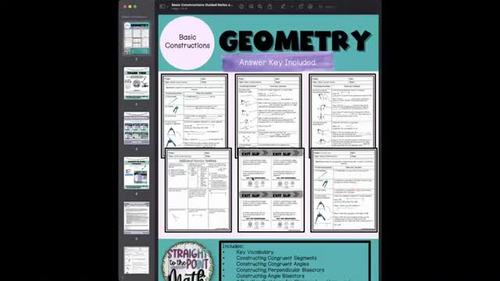 Basic Constructions Geometry Guided Notes | Homework | Exit Slip