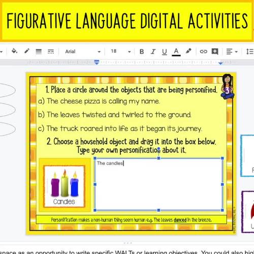 Figurative Language Digital Task Cards for Google Classroom | TPT