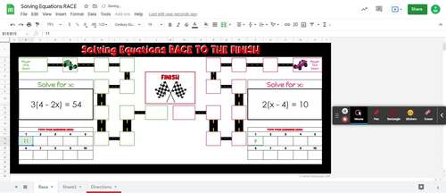 Solving Multi-Step Equations Digital Race to the Finish Activity