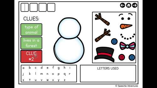 December Vocabulary Hangman Boom Cards™ by Speechie Adventures | TPT
