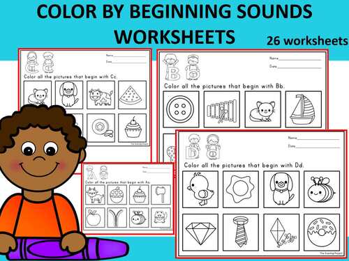 COLOR BY BEGINNING SOUNDS WORKSHEETS/ Letter sound identification skills