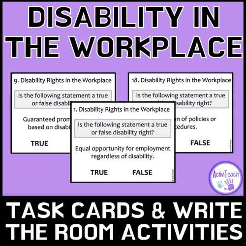 Disability Awareness in the Workplace Task Cards and Write the Room ...