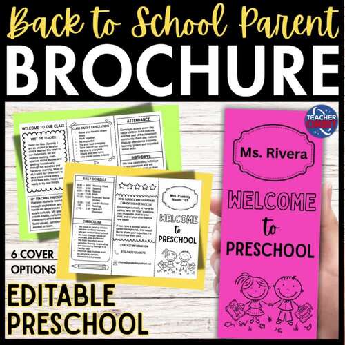 Preschool Parent Brochure Meet the Teacher Template Open House BTS EDITABLE
