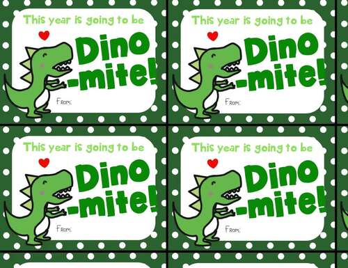 Dinosaur Beginning of Year Gift Tag- This year is going to be Dino-mite!