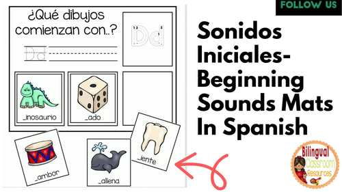 Sonidos Iniciales | Beginning Sounds Mats In Spanish | TpT