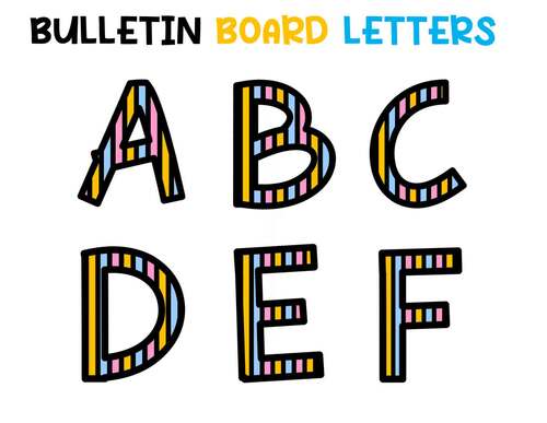 Bulletin Board Letters, Printable Large alphabet Letters Wall Display ...