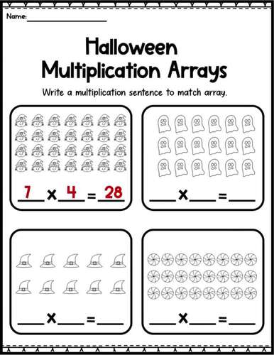 Halloween Multiplication Arrays Worksheet | Multiplication Arrays ...