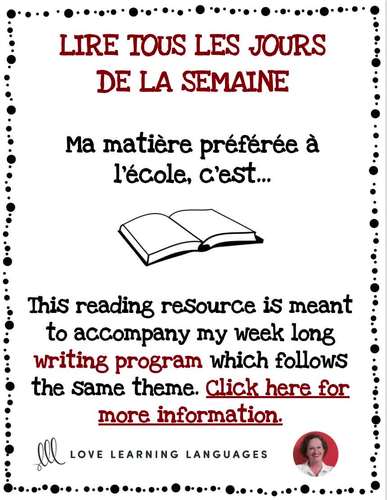 French Reading Comprehension Worksheets and Exercises - Ma matière préférée
