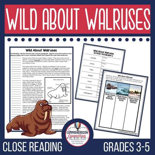 Walruses Close Reading Set, Walrus Activity, Polar Animals | TPT