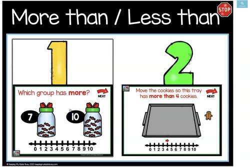 1 More 1 Less - Kindergarten Numbers and Counting Christmas Boom Cards™