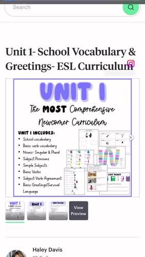 Unit 1- School Vocabulary & Greetings- ESL Curriculum by Haley Davis