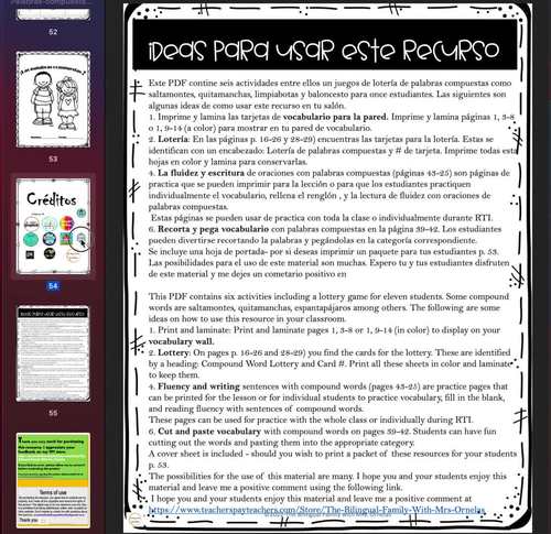 Palabras compuestas-hojas de trabajo- lotería Bingo-Worksheets ...