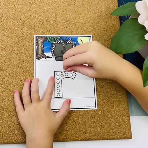 Porcupine Push Pin Fine Motor Alphabet - Nocturnal Animals Poke Activity