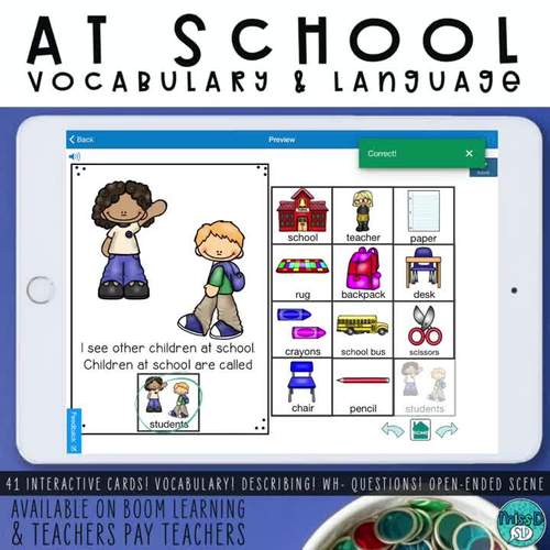 Back to School: Leveled Vocabulary Books & Wh Questions Describing BOOM ...