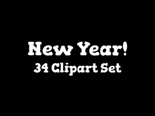 New Year Clip Art Set Happy Kids Party and Objects {Clipart for Teachers}