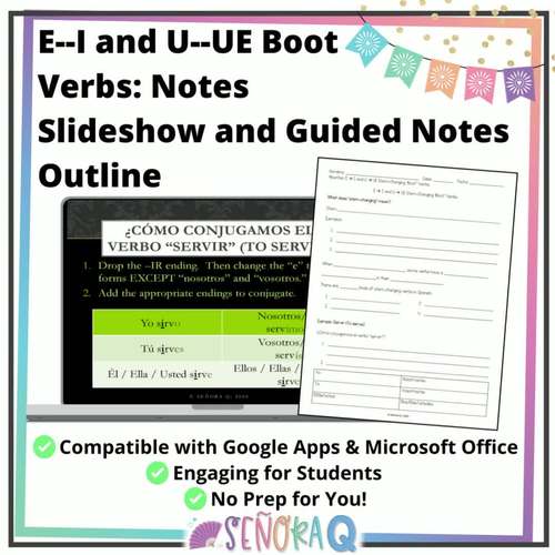 E--I and U--UE Stem-Changing Verbs Notes Slideshow and Guided Notes Outline