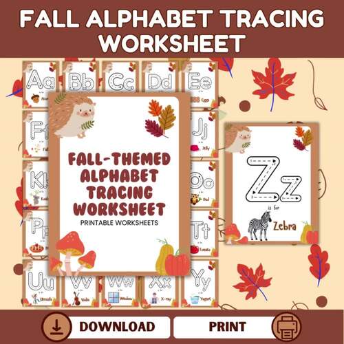 Fall Alphabet Tracing Worksheets | Alphabet Tracing Cards | ABC ...