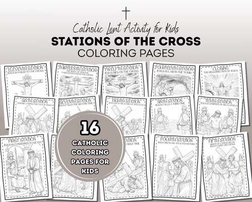 Stations of the Cross Coloring Pages | Catholic Lent Activity for Kids