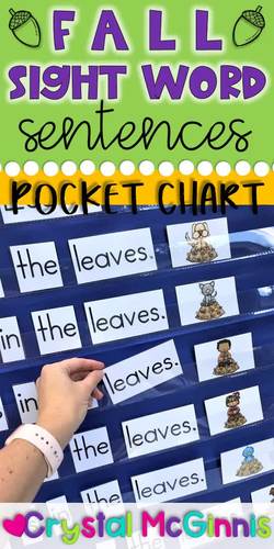 Fall Sight Word Sentence Pocket Charts | 10 Pocket Charts | Pumpkins