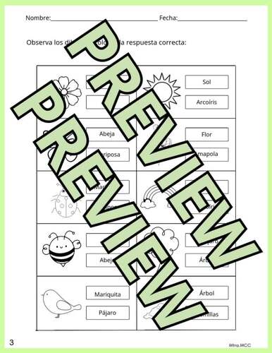 Primavera: Lectura, vocabulario y escritura- Spanish by Maestra MCC