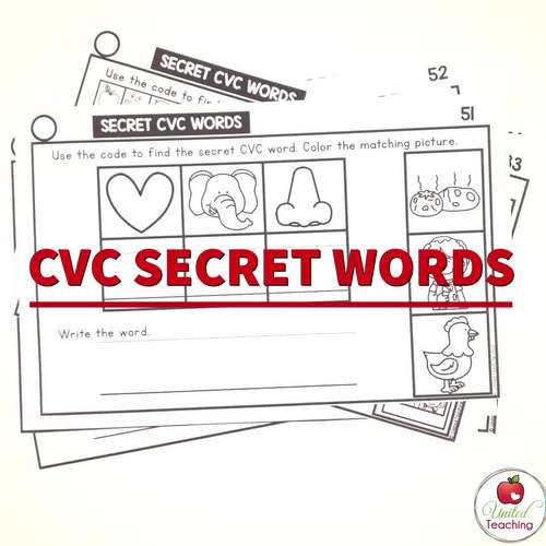 Secret Code CVC Words | Crack the Code Activity by United Teaching
