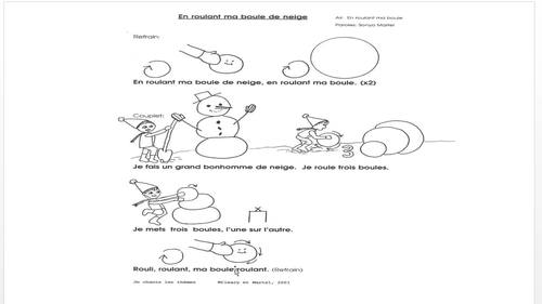 Des chansons pour l'hiver - 11 Songs about Winter- French - Song Sheets