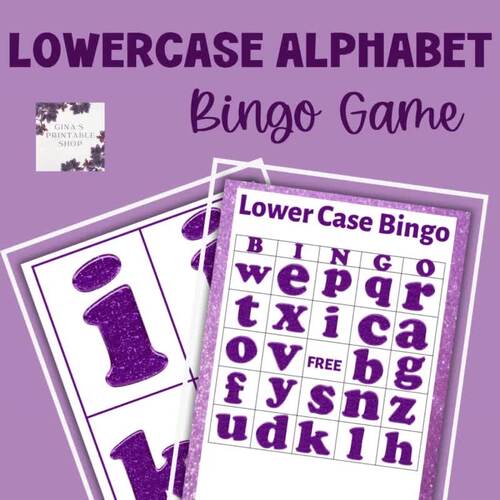Purple Lowercase Alphabet Bingo Activity Game by GinasPrintableShop