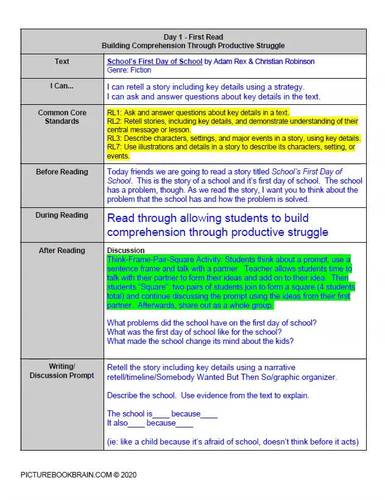 School's First Day of School by Adam Rex Lesson Plan and Activities