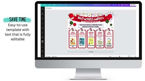 Read Across America Week Flyer | Spirit Week & Dress-Up Day Editable ...