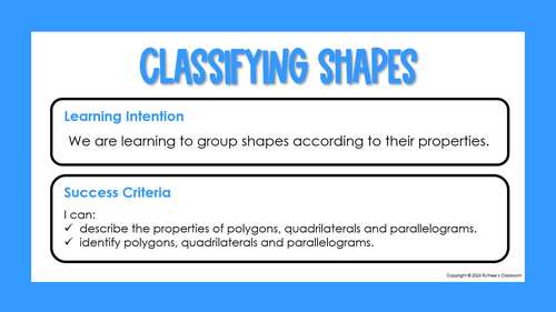 Classifying 2D Shapes - Digital Resource - Lesson and Printable Activities