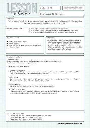 Music Room Mingle BINGO – Back-to-School Music Class Icebreaker Activity