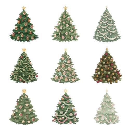 Christmas Tree Clipart Set 19 Transparent PNG Handmade Inspired | TPT