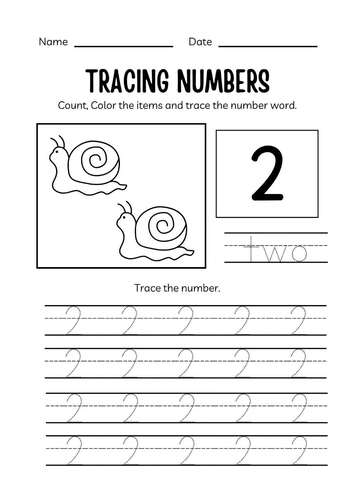 Math Worksheet: Number Tracing, Color, Writing, Number Order Activities