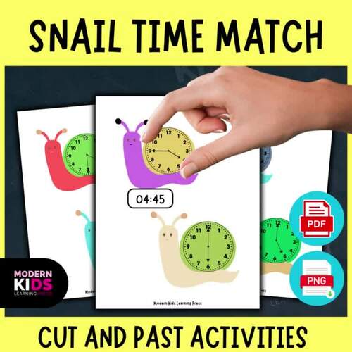 Snail Time Match - Cut and Past Activities by ModernKids LearningPress
