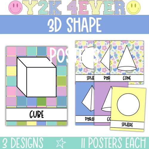 Retro Shape Posters / 3D Shape Posters Display / Geometry Math Posters