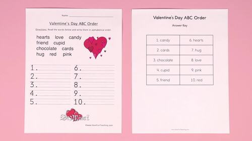 Valentine’s Day ABC Order Worksheet by Have Fun Teaching | TPT