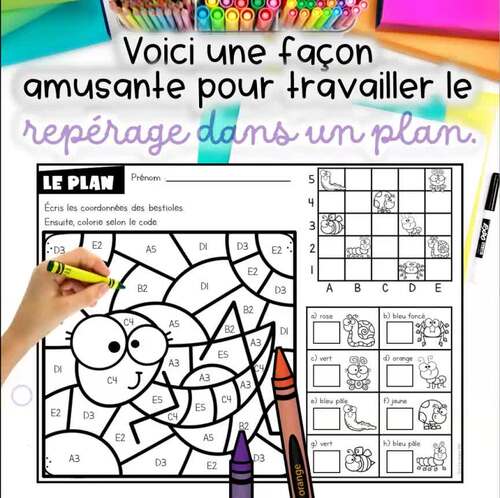 French Color by Code Cartesian Plane | Coloriage magique Plan cartésien