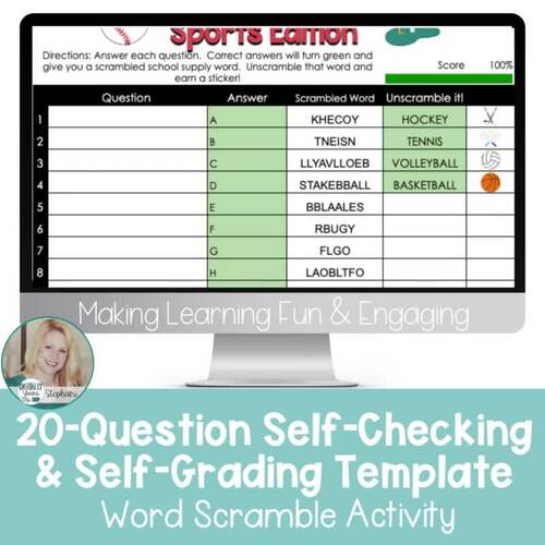 Editable Self-Checking Template - Digital Activity - Sports (20 ...