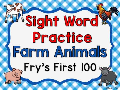 Sight Word Practice Video, Fry's First 100, Farm Animals | TPT