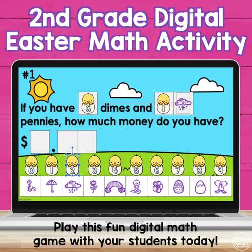 2nd Grade Easter Digital Money Math Activity & Center on Google Slides