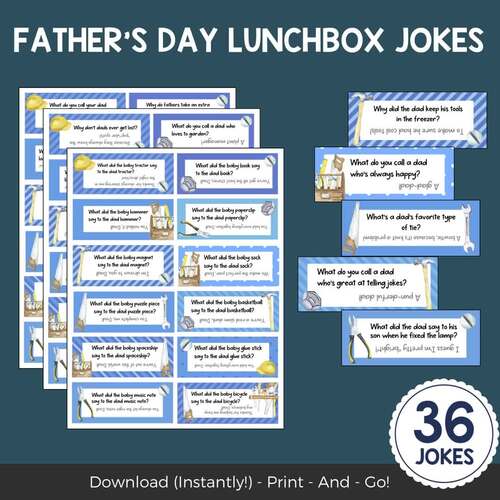 Fathers Day Lunch Box Jokes & Notes - Classroom Class Daily Jokes for ...