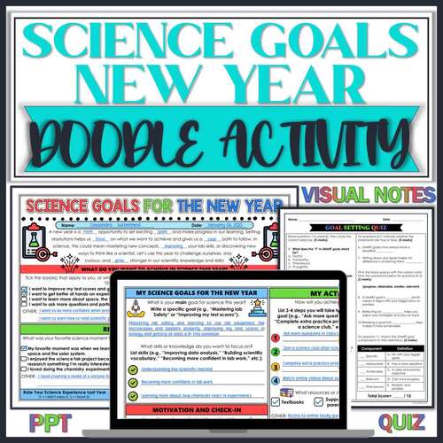 New Year Science Doodle Goal Setting Worksheet Activity for Middle ...