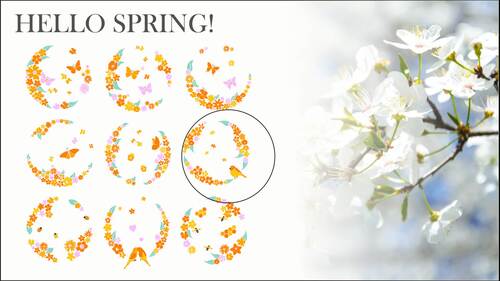 Botanical Circle Clipart PNG | Spring Floral Graphics | Bees & Ladybugs ...