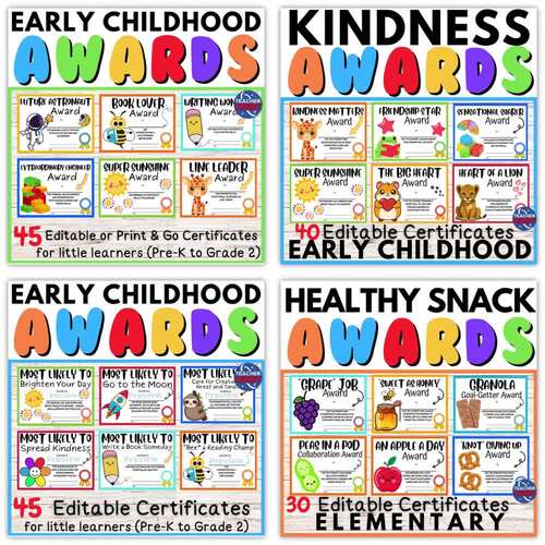 End of the Year Awards Bundle | Preschool Pre-K Tk Kindergarten 1 2 ...