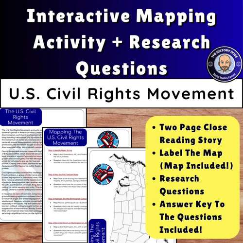 US Civil Rights Movements Interactive Map Activity + Research Questions ...
