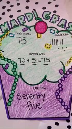 Mardi Gras Math Place Value Crafts by The Teaching Diva Corner | TPT