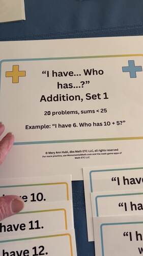 I have...Who has...? Addition Set 1 by MonumentalMath | TPT