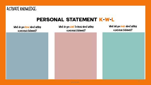Personal Statement Google Slides Presentation, Checklist, and Rubric BUNDLE